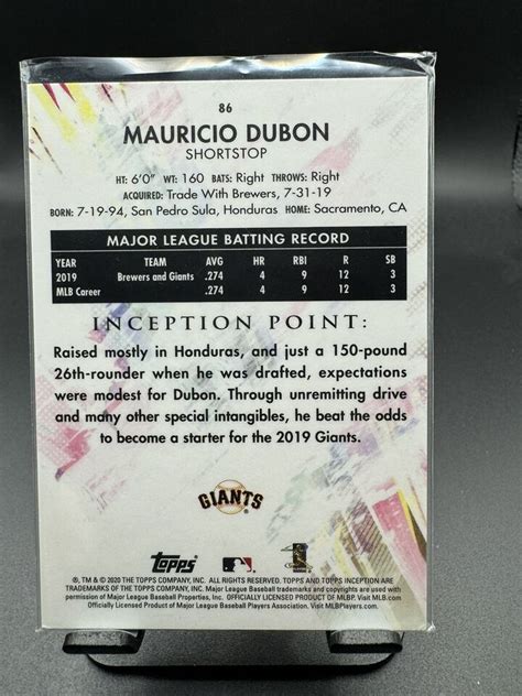 2020 Topps Inception Mauricio Dubon Rc San Francisco Giants Rookie Ebay