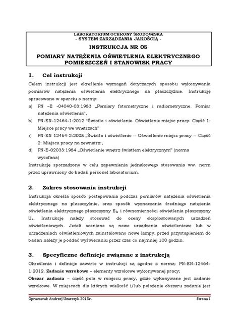 Pomiary Oświetlenia Pdf