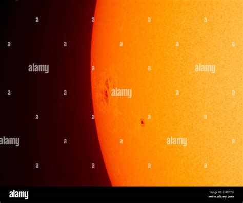 London Uk 25th May 2024 Closeup Of Large Sunspot Ar3663 Which Is