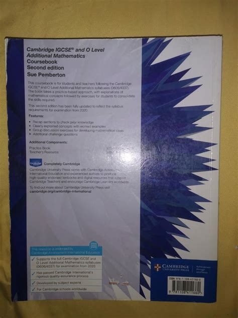 Cambridge Igcse And O Level Add Maths Coursebook Hobbies And Toys Books And Magazines Textbooks