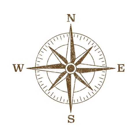Vector Vintage Wind Rose Symbol Compass Icon Closeup Isolated Stock