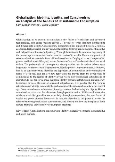Globalization Mobility Identity And Consumerism