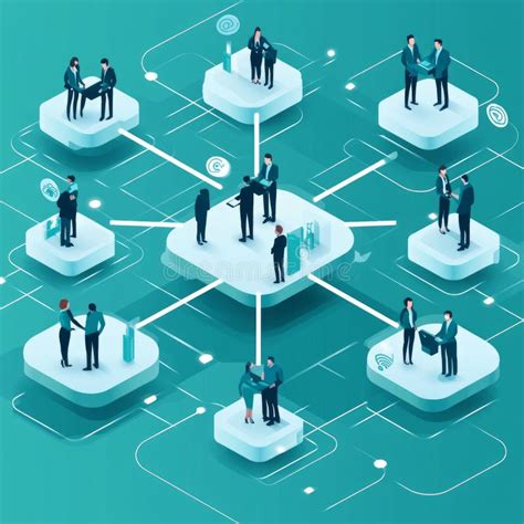 Digital Collaboration Network With Business Professionals On Connected Platforms Stock Image