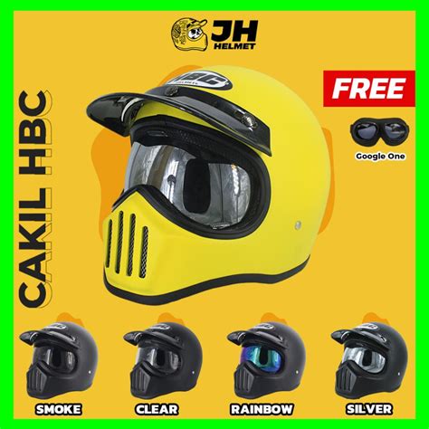 Jual Helm Cakil Hbc Polos Yellow Doff Free Goggle Original 100