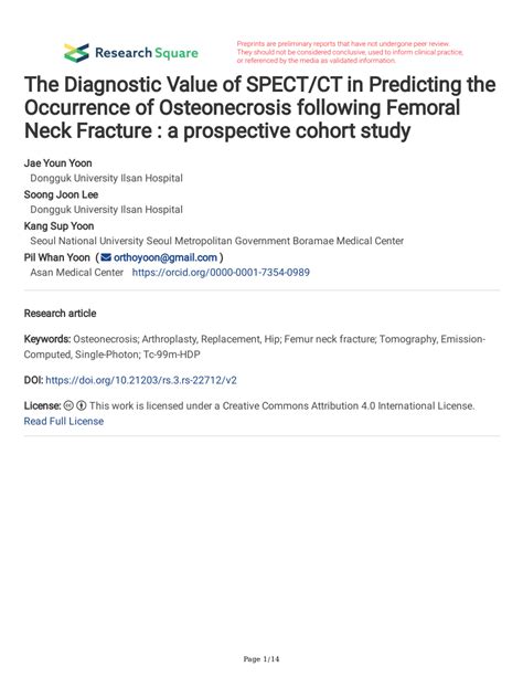 Pdf The Diagnostic Value Of Spectct In Predicting The Occurrence Of Osteonecrosis Following