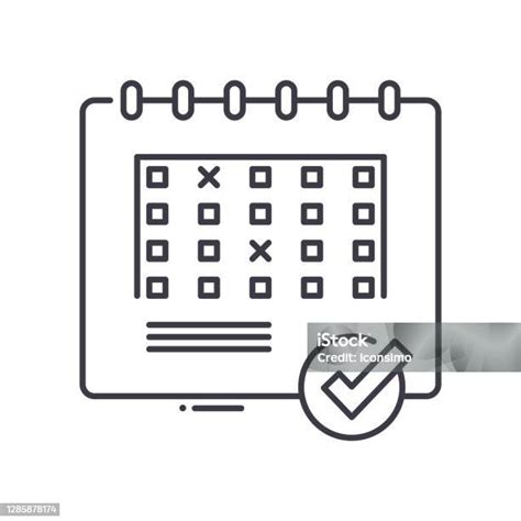 Shedule 계획 아이콘 선형 격리 된 그림 얇은 선 벡터 웹 디자인 기호 흰색 배경에 편집 가능한 스트로크와 개요 개념 기호 개념에 대한 스톡 벡터 아트 및 기타 이미지