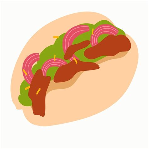 Premium Vector Asian Food Bao Bun With Vegetables And Meatvector