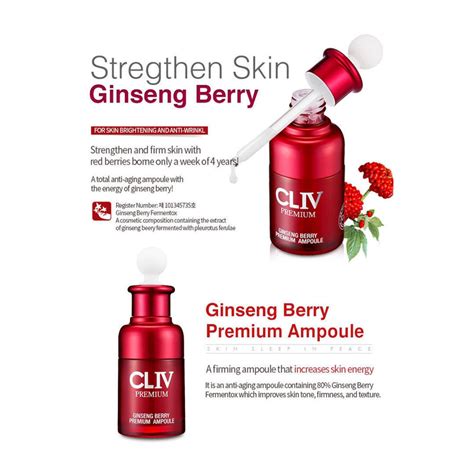 CLIV Ginseng Berry Premium Ampoule - Peaches&Creme Korean Skincare