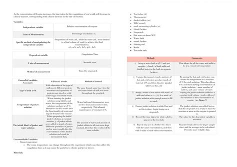 Rennin Enzyme Investigation Biology Year 12 Sace Thinkswap