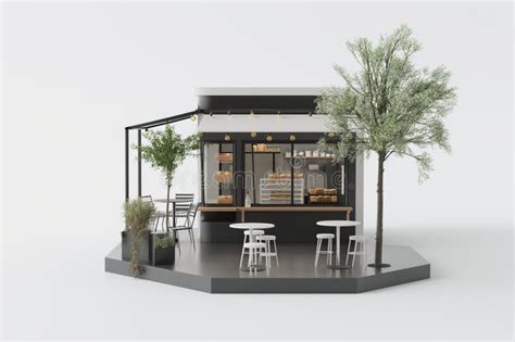 Small Street Cafe Of Three Dimensional Elements 3d Model Stock Image