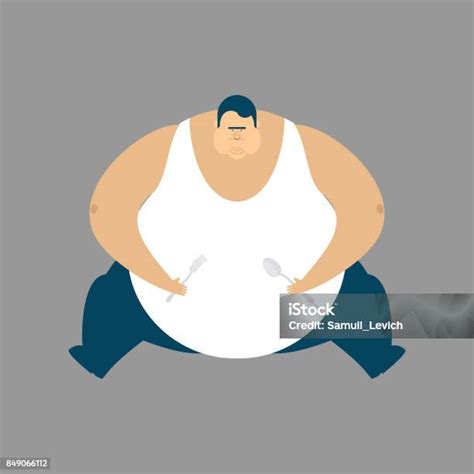 뚱뚱한 남자 격리 앉아입니다 열성 두꺼운 남자입니다 뚱 벡터 일러스트 레이 션 과체중에 대한 스톡 벡터 아트 및 기타 이미지