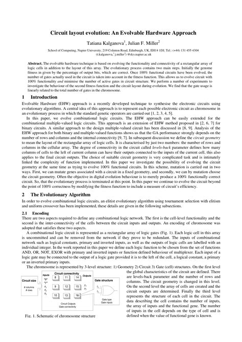 Pdf Circuit Layout Evolution An Evolvable Hardware Approach