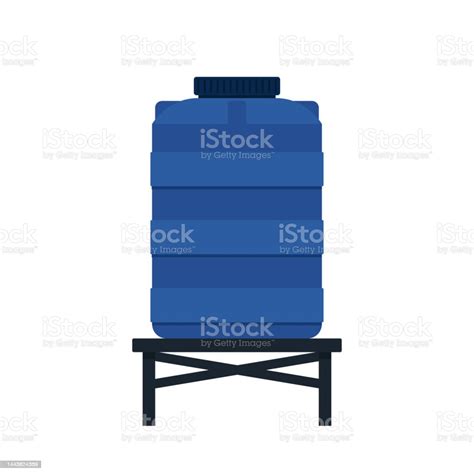 Wassertankvektor Freier Speicherplatz Für Text Blauer Wassertank Auf Weißem Hintergrund Stock