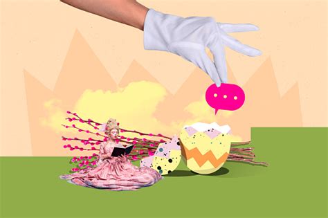 콜라주 디자인 합성 스케치 손 장갑 보류 연설 구름 아가씨 앉다 읽다 책 유월절 잔치 기독교 계절 축제 달걀 16 17 살에 대한 스톡 사진 및 기타 이미지 Istock