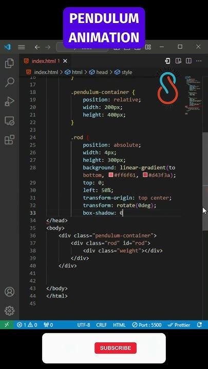 🔄 Enhanced Pendulum Animation With Css And Javascript 🎨💻 Html