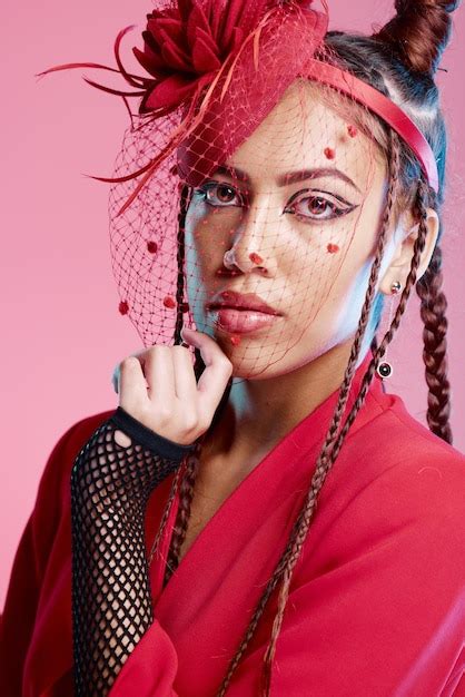 Premium Photo Portrait Of Edgy Woman Creative Fashion With Vintage