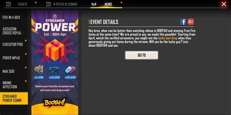 Free Fire Garena Giving Free Rewards In Free Fire Through Streamer