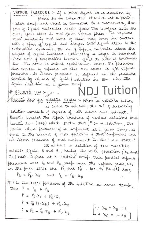 SOLUTION HANDWRITTEN NOTES FOR CLASS TH CHEMISTRY