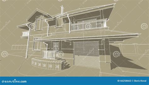 The Sketch Of The Facade Of A Country House Stock Illustration Illustration Of Establishment