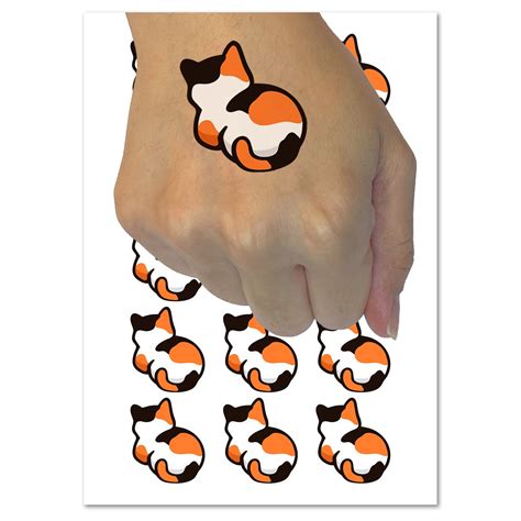 Cat Backside Water Resistant Temporary Tattoo Set Fake Body Art