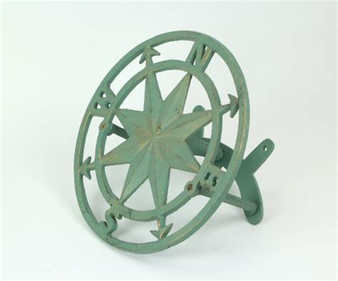 Zeckos Cast Iron Compass Wall Mounted Decorative Hanging Garden Hose Holder One Size Frys