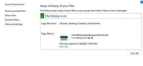 adding wsl home folder to windows 11 file history for backing up