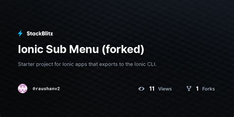Ionic Sub Menu Forked StackBlitz