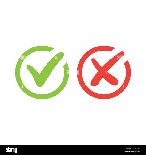 tick symbol set in red and green circle checkmark in checkbox vector icons stock vector image
