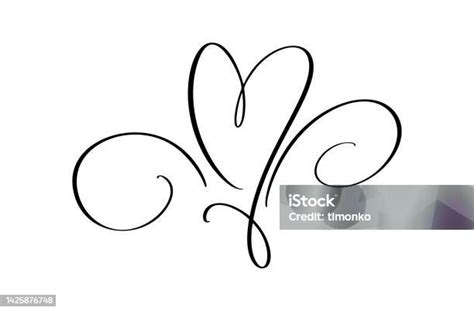 Signe Calligraphique Du Logo Du Cœur Damour Vecteur Symbole