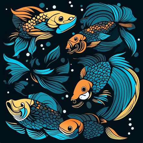 Espèce De Poisson Vector Clipart Vecteur Premium