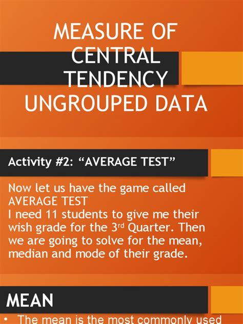 measures of central tendency ungrouped data pdf mode statistics