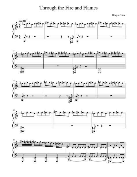 Through The Fire And Flames Sheet Music For Piano Download Free In
