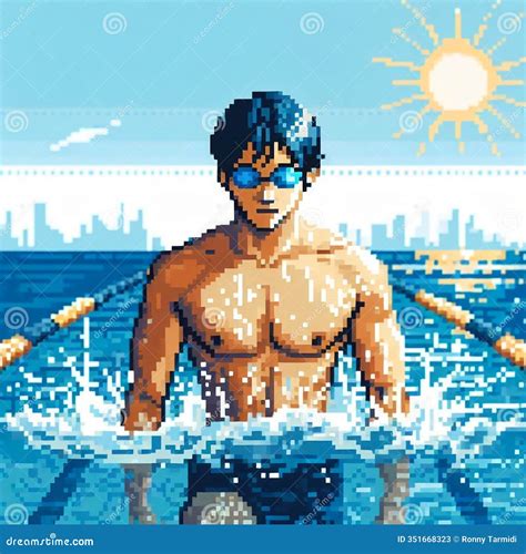 Swimming Athlete Pixel Art Stock Illustration Illustration Of Person
