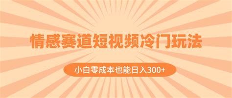 情感赛道短视频冷门玩法，小白零成本也能日入300 （教程 素材） 高点副业网