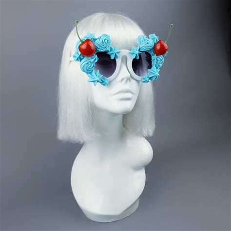 Fondant Pastel Blue Frosting Icing Cherry Sunglasses Pearls And Swine