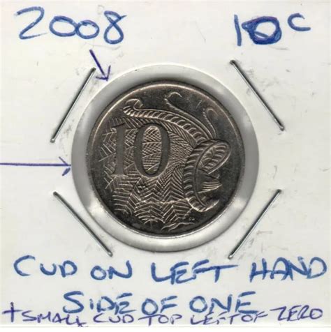 Australian Cent Coin With Cud Left Hand Side Of Top Left