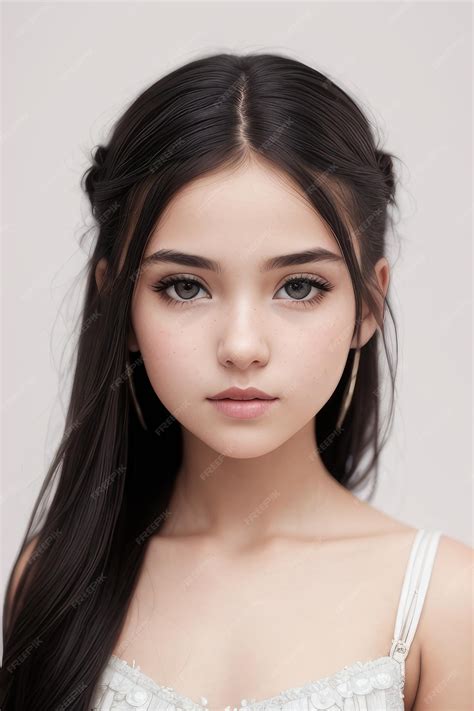 Premium Ai Image A Woman With Long Dark Hair And A White Tank Top Is