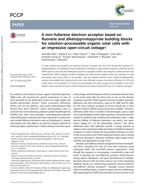 Pdf A Non Fullerene Electron Acceptor Based On Fluorene And