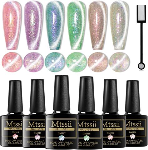 Amazon MTSSII Crystal Cat Eye Gel Nail Polish 6 Colors With