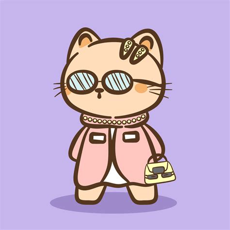 Hand Draw Cute Cat And Rabbit Cartoon Character Vector On Color