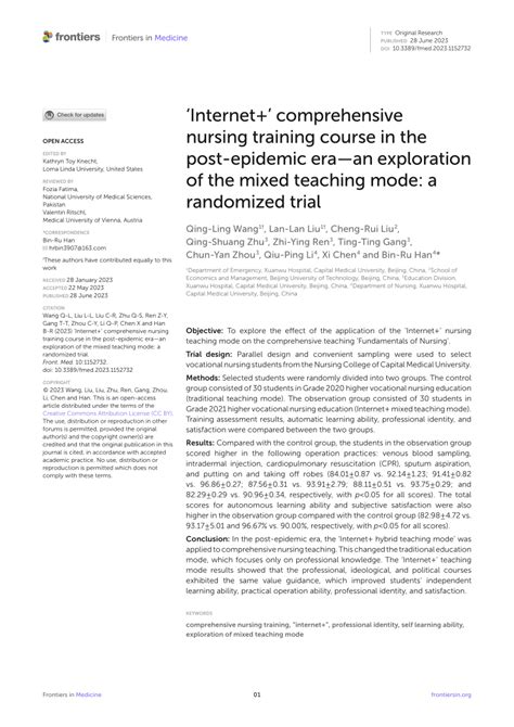Pdf ‘internet Comprehensive Nursing Training Course In The Post Epidemic Era—an Exploration