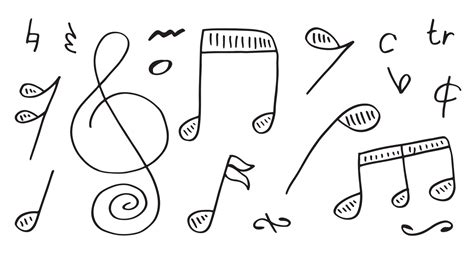Set Hand Drawn Icons Such As Eight Note Rest Half Note Beam Thirty