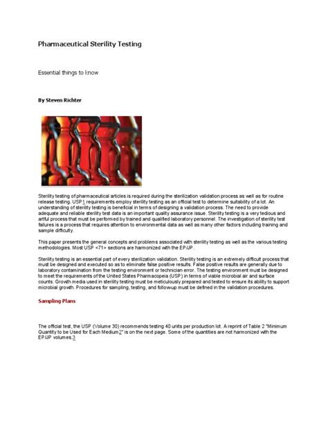 Pharmaceutical Sterility Testing Pdf Sterilization Microbiology