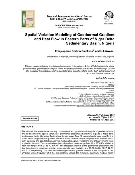 Pdf Spatial Variation Modeling Of Geothermal Gradient And Heat Flow