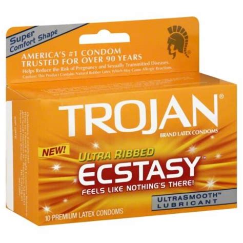 Trojan Ultra Ribbed Ecstasy Lubricated Condoms 10 Count Kroger