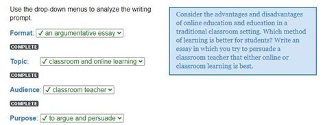 Use The Drop Down Menus To Analyze The Writing Prompt Format