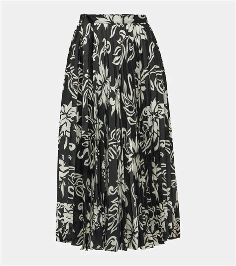 Sacai Pleated Floral Midi Skirt Sacai
