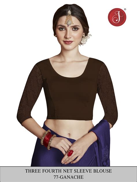 3 4 Net Sleeve Blouse Net Sleeves Blouse Stretchable Blouse Saree