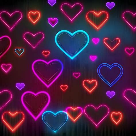 Premium Ai Image Many Glowing Neon Hearts Background For Valentines