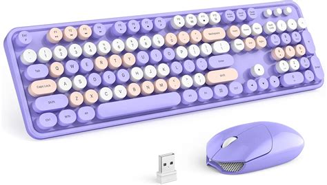 Wireless Keyboard Mouse Combo Geezer Deep Purple Full Sized Colorful Keyboard 104